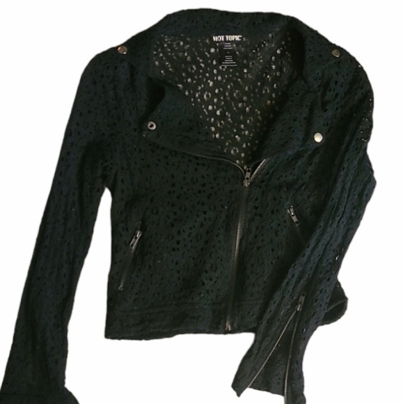 Hot Topic | Jackets & Coats | Vintage Black Lace Biker Jacket From Hot ...